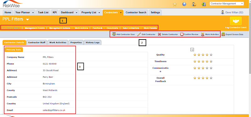 How do I view the Contractor Details Page – RiskWise Software Support
